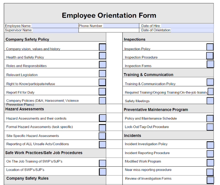 Checklists / Inspections – Tagged "employee" – The Safety Doc Shop