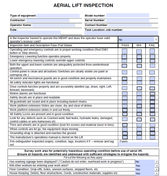 Downloadable Inspection Form - Aerial Elevated Work Platform – The ...
