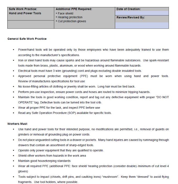 Download | Safe Work Practice | Hand and Power Tools – The Safety Doc Shop