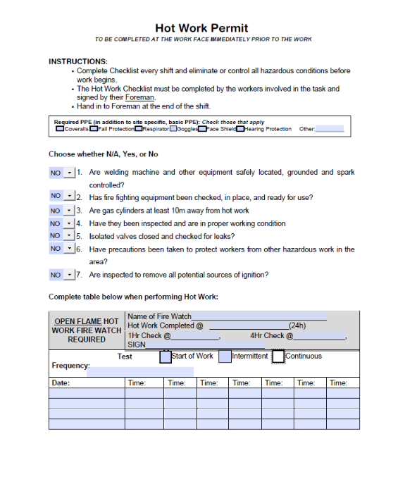 Downloadable Permit | Hot Work, Open Flames, Flammable – The Safety Doc ...