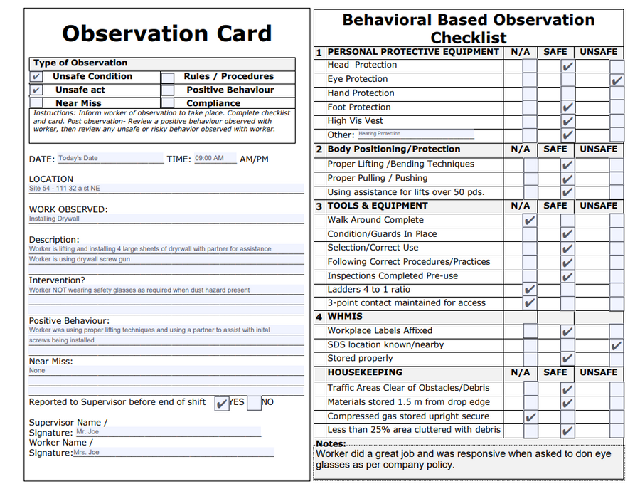 Safety Doc Download | Behavioural Based Observation Card – The Safety ...