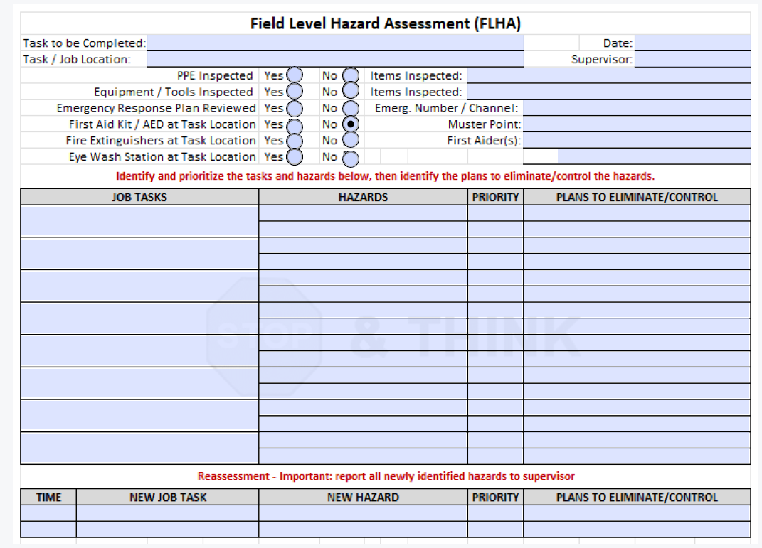Field Level Hazard Assessment with Fillable Online - Without drop down ...