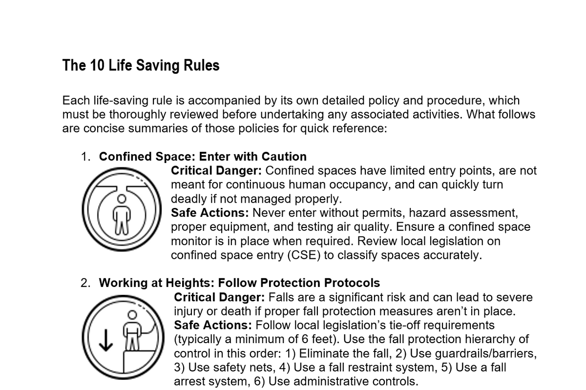 The 10 Life Saving Rules Program and Policy – The Safety Doc Shop