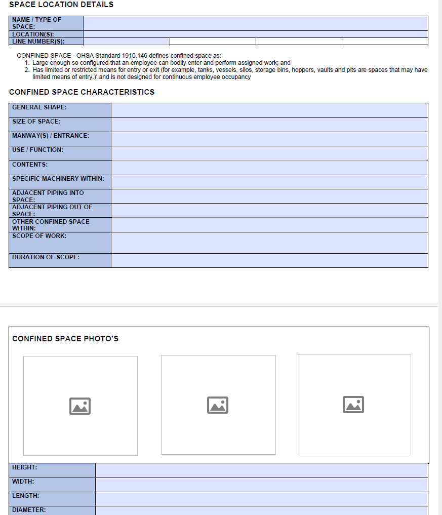 Template - Confined Space Hazard Assessment - American OHSA – The ...