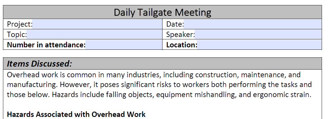 Daily - Overhead Work – The Safety Doc Shop