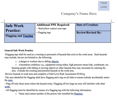 Download | Safe Work Practice | Flagging and Tagging – The Safety Doc Shop
