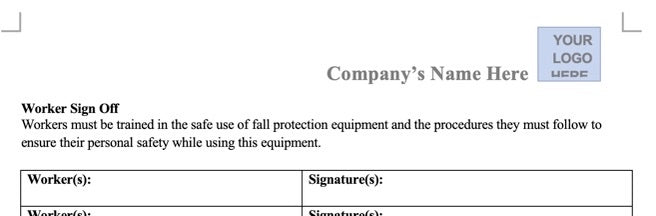 Template - Fall Protection Plan – The Safety Doc Shop